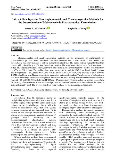 Pdf Indirect Flow Injection Spectrophotometric And Chromatographic