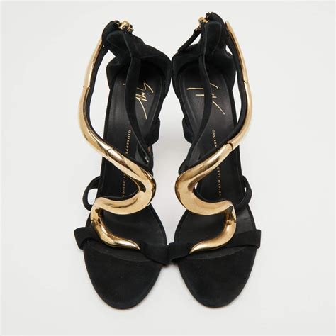Giuseppe Zanotti Black Suede Venere Ankle Strap Sandals Size 39 For