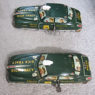 1950s Marx Large 11 Inch Dick Tracy Squad Car Tin Wind Up Toys Lot Of