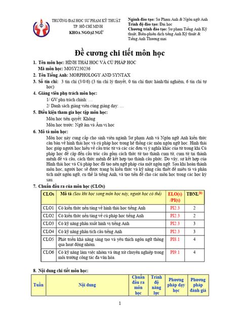 Syllabus Of Morphology Syntax 2024 Pdf