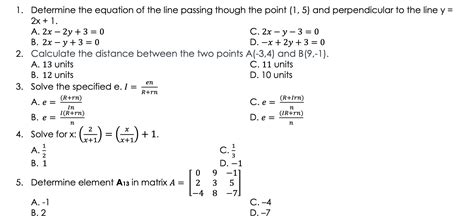 Solved 1 Determine The Equation Of The Line Passing Though