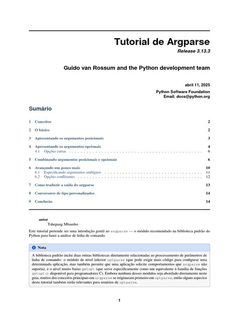 Tutorial Completo Sobre Argparse Python Pdf Python Linguagem De