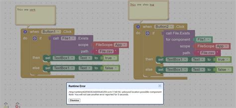Call File Exist Error Bugs And Other Issues MIT App Inventor Community