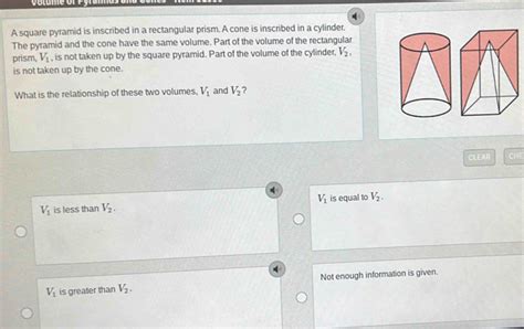Solved A Square Pyramid Is Inscribed In A Rectangular Prism A Cone Is Inscribed In A Cylinder