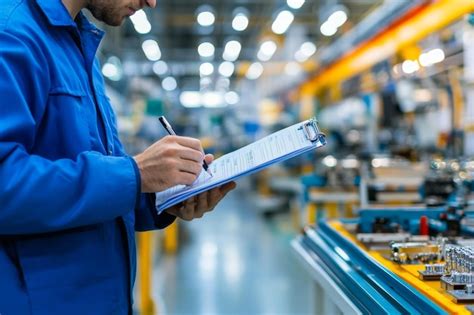 Factory Worker Inspecting Products On Assembly Line Quality Check Premium Ai Generated Image