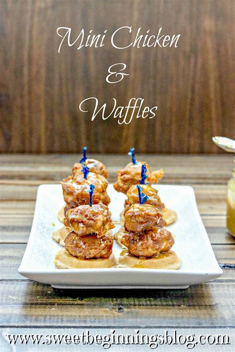 Mini Chicken And Waffles Miniature Waffles Topped With Crispy