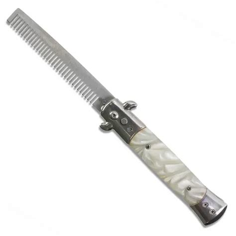 White Automatic Switchblade Comb Novelty Comb Knife