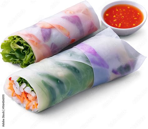 Vietnamese Spring Roll Rice Paper Rolls Assorted Fillings Pastel Shades