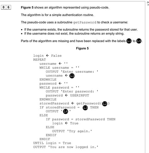 Gcse Aqa Computer Science Ocr Exam Reference Language Figure 5 Shows An Algorithm Repr