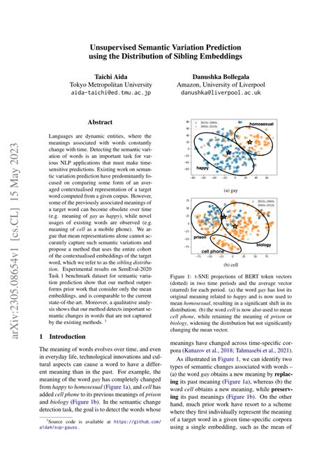 Pdf Unsupervised Semantic Variation Prediction Using The Distribution Of Sibling Embeddings