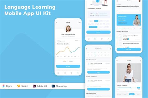 Language Learning Mobile App UI Kit