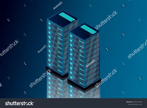 Isometric Server Room Futuristic Technology Data Stock Vector Royalty Free 1906414087