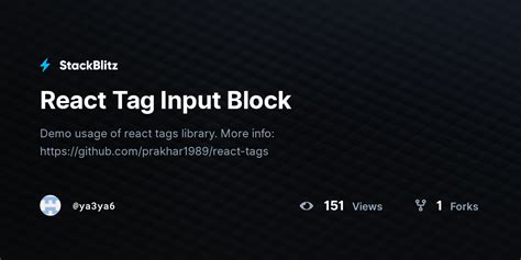 React Tag Input Block Stackblitz