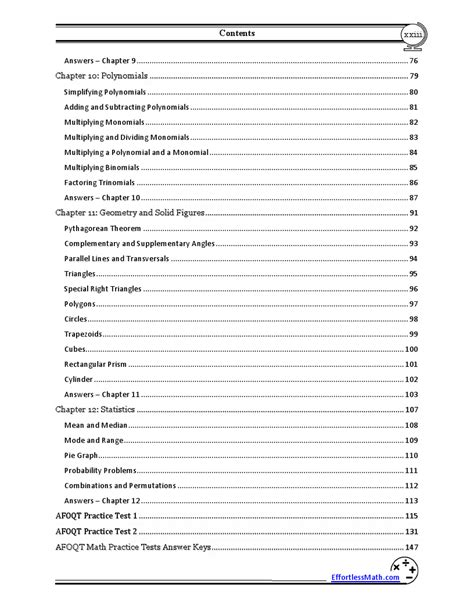 Afoqt Math Exercise Book A Comprehensive Workbook Afoqt Math Practice Tests Effortless Math