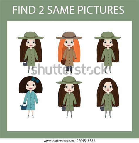 Find Pair Game Girls Worksheet Preschool Stock Vector Royalty Free 2204518539 Shutterstock