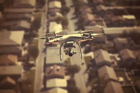 Premium Ai Image Drone Flying Over The City Neural Network Ai Generated