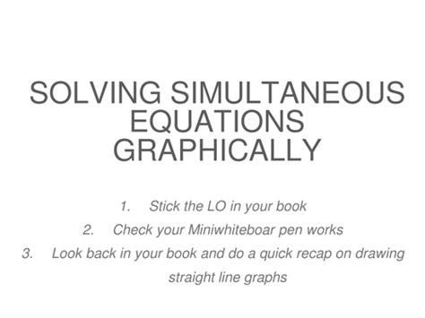 Simultaneous Equations Graphically Teaching Resources