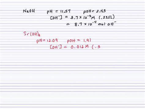 SOLVED: What is the pH of a solution obtained by mixing 235 mL of NaOH with a pH of 11.57 and ...