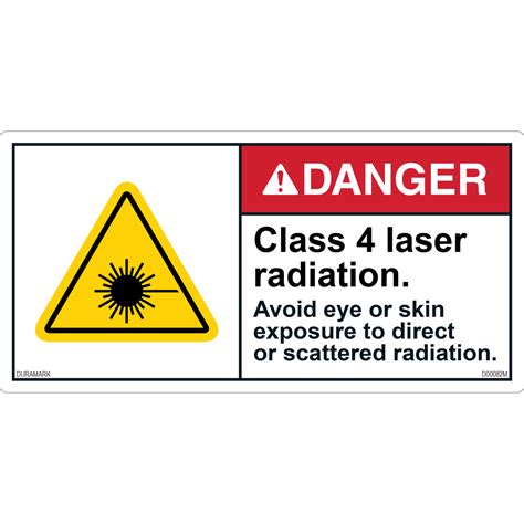 Ansi Safety Label Danger Class 4 Laser Radiation Direct Exposure
