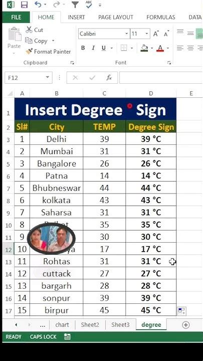 how to insert degree symbol in excel shorts excel excelshortsvideo