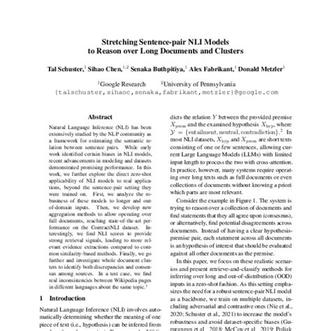 Stretching Sentence Pair Nli Models To Reason Over Long Documents And Clusters Acl Anthology