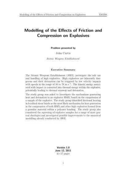 Modelling Of The Effects Of Friction And Compression On Explosives