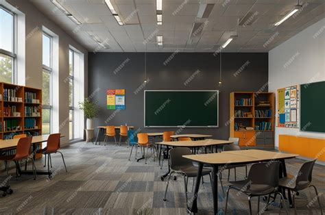 Modern Classroom Background With Flexible Seating And Learning Zones