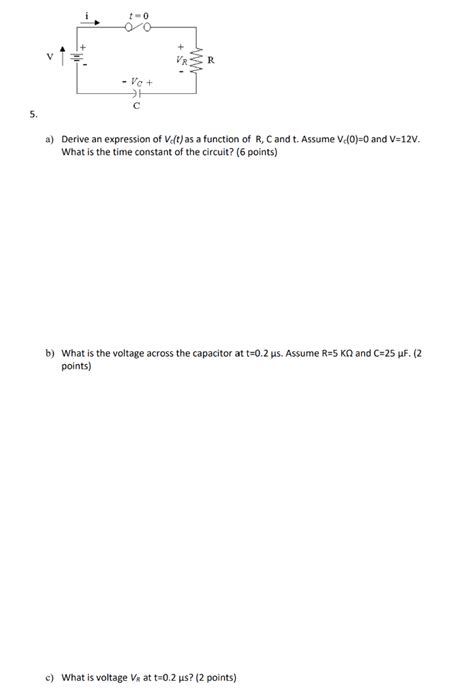 Solved t 0 R VC 키 с 四训c 5 a Derive an expression of Chegg com