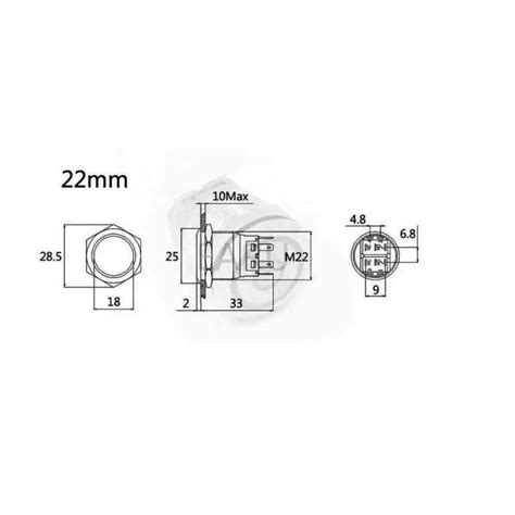 Flat Head 22MM 12 24V Power Latching Yellow Metal Push Button Waterproof Switch With Led Light