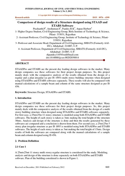 Solution Comparison Of Design Results Of A Structure Designed Using Staad And Etabs Software