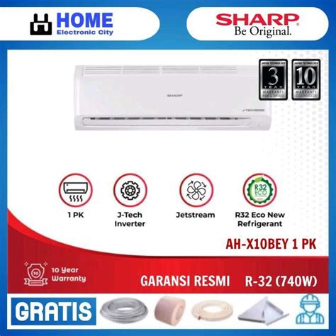 Jual Ac Sharp Inverter Ah X10bey [1 Pk] J Tech Inverter Turbo Cooling