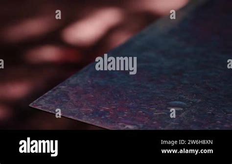 Copper Metal Plates Drops Of Water Are Sprayed Onto Copper Coating Copper Oxidation Process