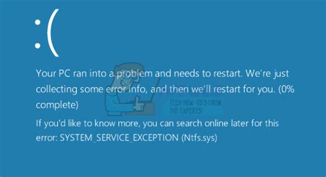 FIX SYSTEM SERVICE EXCEPTION Ntfs Sys