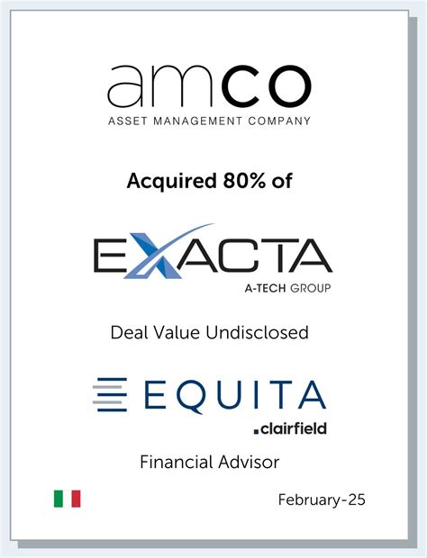 Equita Al Fianco Di Amco Nellacquisizione Del Gurppo Exacta Equita