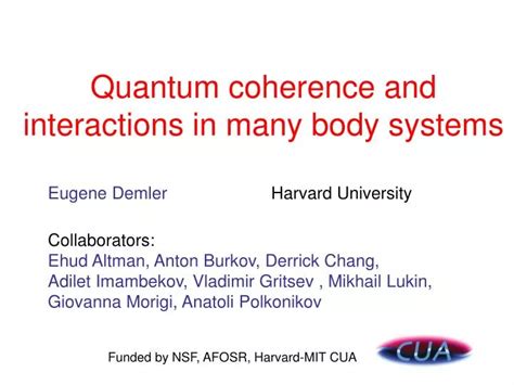 Ppt Quantum Coherence And Interactions In Many Body Systems
