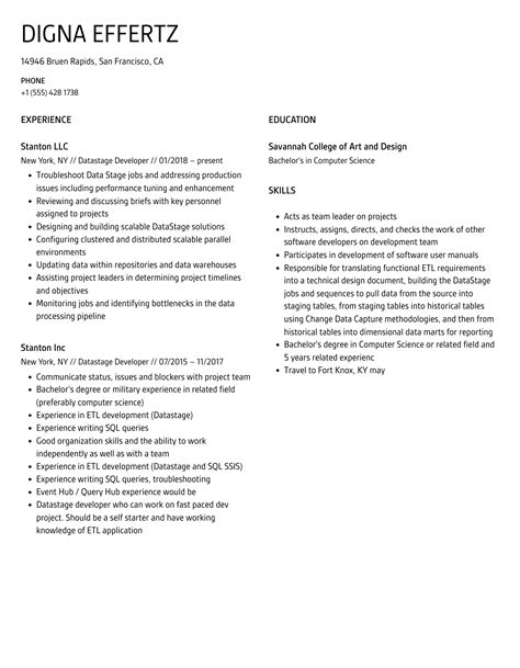 Datastage Developer Resume Samples Velvet Jobs