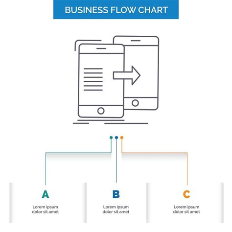 Data Sharing Sync Synchronization Syncing Business Flow Chart Design With 3 Steps Line Icon