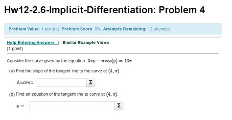 Solved Hw12 26 Implicit Differentiation Problem 4 Problem