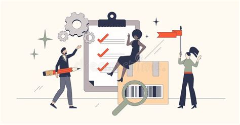 Inventory Management Systems For Efficiency Neubrutalism Tiny Person Concept Stock Vector