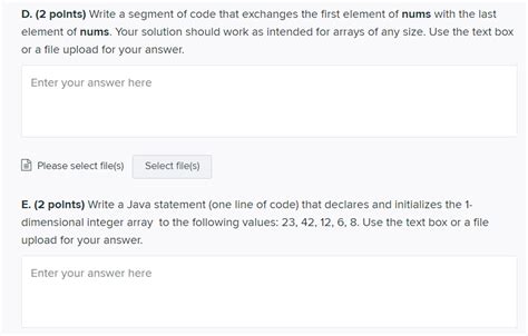 Solved D Points Write A Segment Of Code That Exchanges Chegg Com