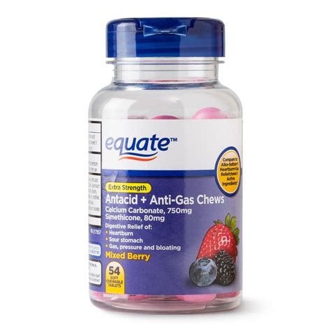 Equate Extra Strength Antacid And Anti Gas Chewable Berry Tablets 750 Mg 54 Count Online