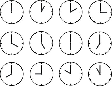 Clock Icon Set Time Clock Icon Collection Line Clock Symbol Isolated