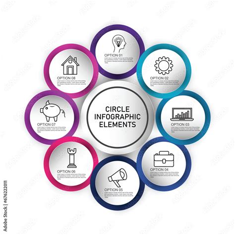 Infographic Diagram With 8 Options Vector Template What Can Be Used As Circular Chart Numbered
