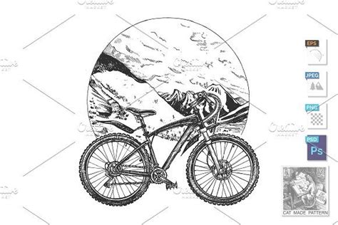 Hand Drawn Mountain Biking Bike Drawing Bike Illustration Mountain Drawing