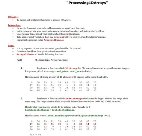 Solved Processing DArrays Objective To Design And Chegg