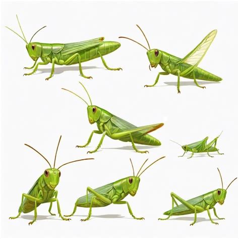 A Group Of Green Grasshoppers With The Words Grasshopper On The Bottom