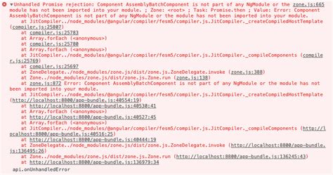 error component xyz is not part of any ngmodule or the module has not