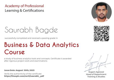 Saurabh Bagde On Linkedin Certificateofcompletion Businessanalytics