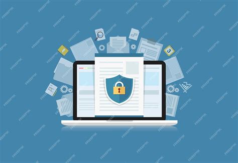 Premium Vector Concept Is Data Security Center Shield On Computer Laptop Protect Sensitive