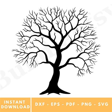 Bare Tree SVG Bare Tree Silhouette Dead Tree Svg Forest Svg Bare Tree Png Tree With No